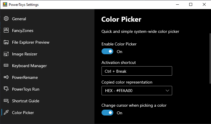 Microsoft's PowerToys 0.20 adds a built-in Windows 10 Color Picker